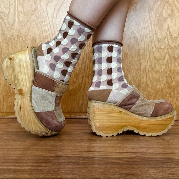 Soda | Shoes | Soda Vintage Y2k Brown Suede Leather Patchwork Chunky ...